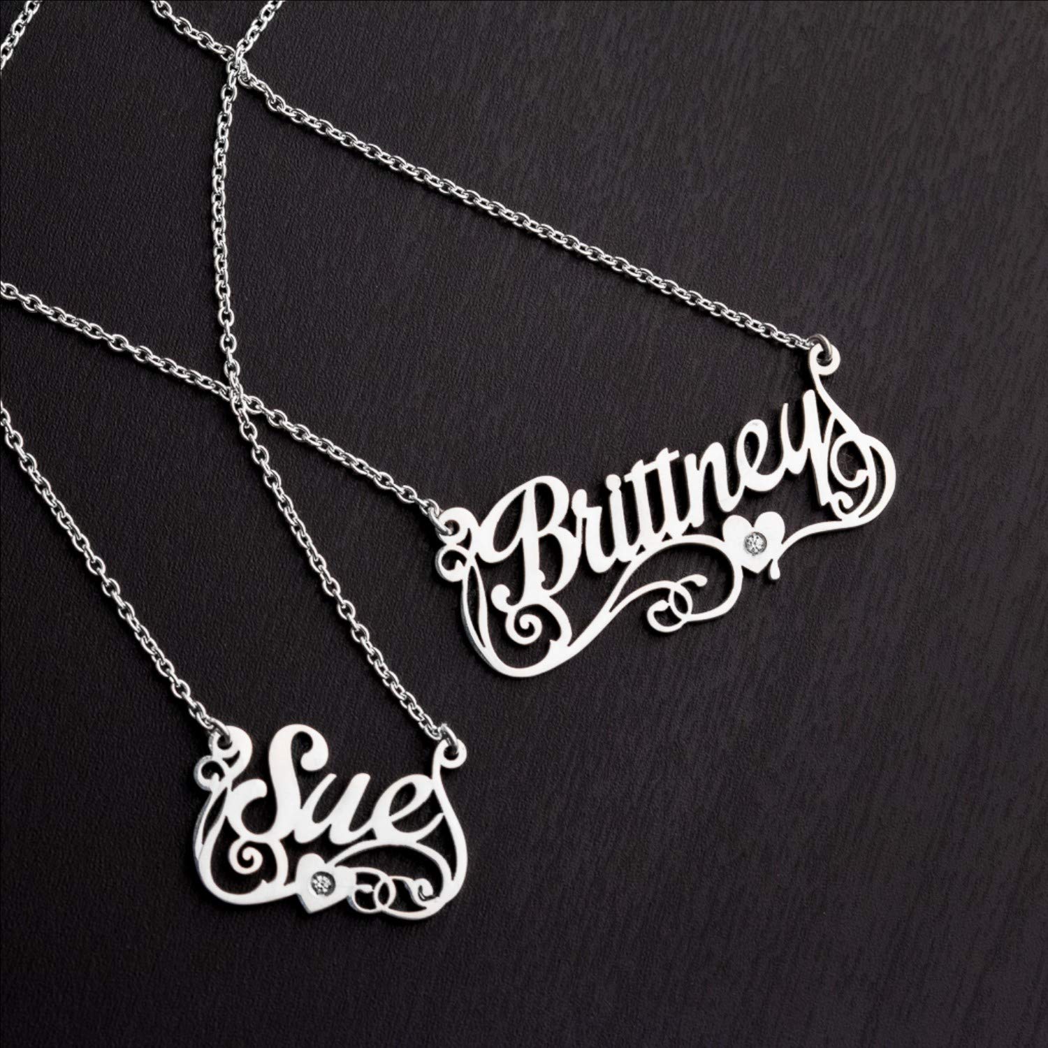TSD 10K Yellow Gold Personalized Name Necklace with Diamond Accent by JEWLR*