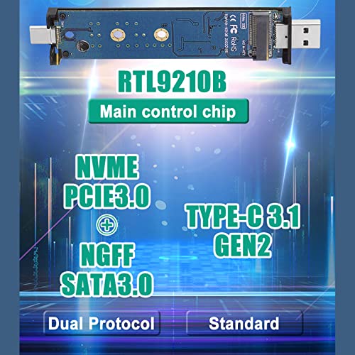 Laihua M.2 SSD Enclosure Plug and Play Tool Free 10Gbps M.2 NVME NGFF SSD Enclosure Adapter for Tablet for Desktop Grey