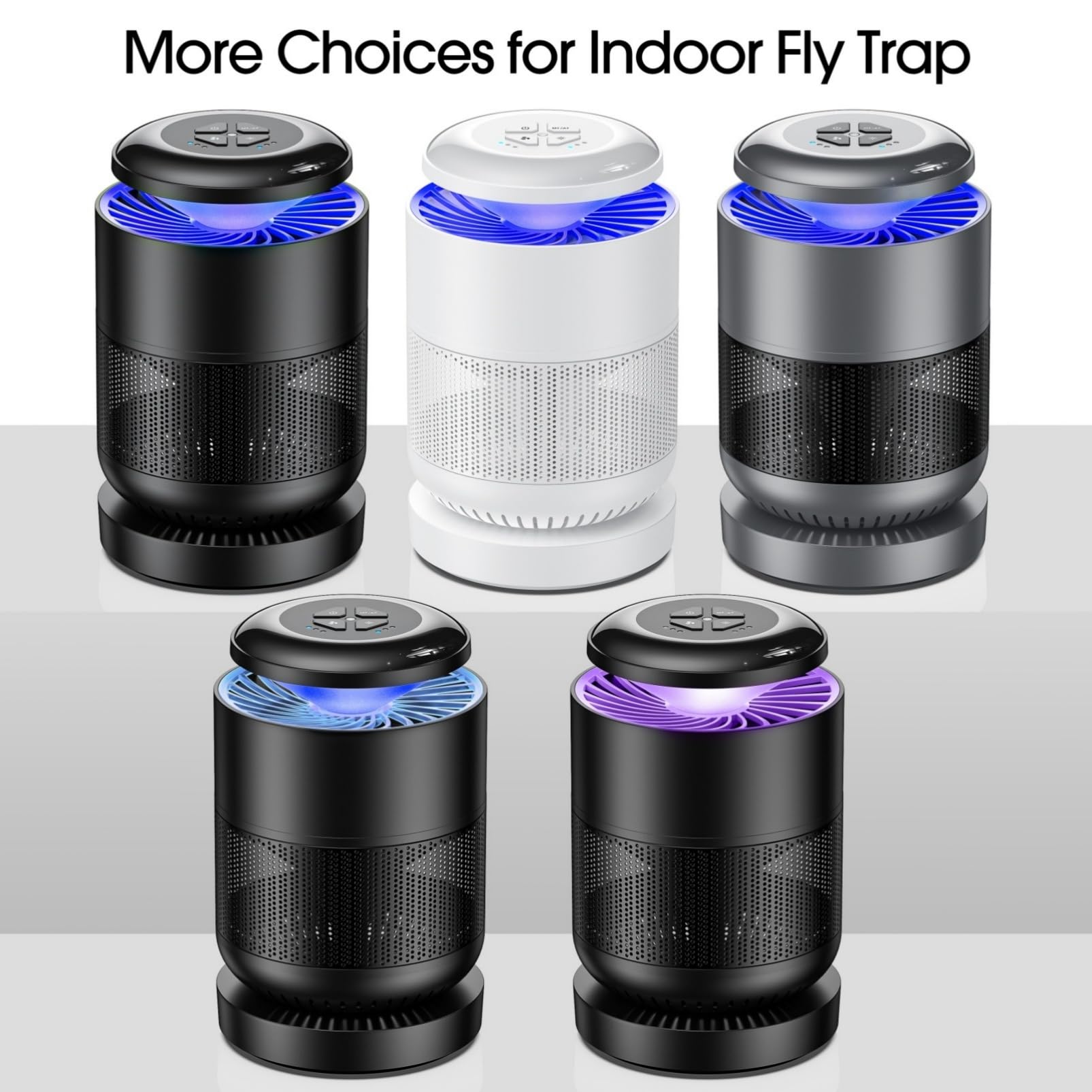 Fly Trap Indoor, Bug Light Trap Indoor, Remote Control Fruit Fly Trap, Gnat Trap, Mosquito Trap, Catch Insect Indoor with Light Suction Sticky Glue, Adjustable Brightness and Fans (Black&Dark Blue)