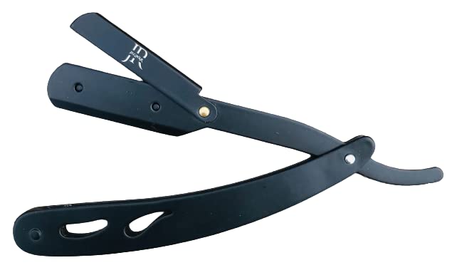 jegwar Premium Care Professional Barber Straight Edge Razor Safety with 100-Pack Derby Blades - 100 Percent Stainless Steel (Black)
