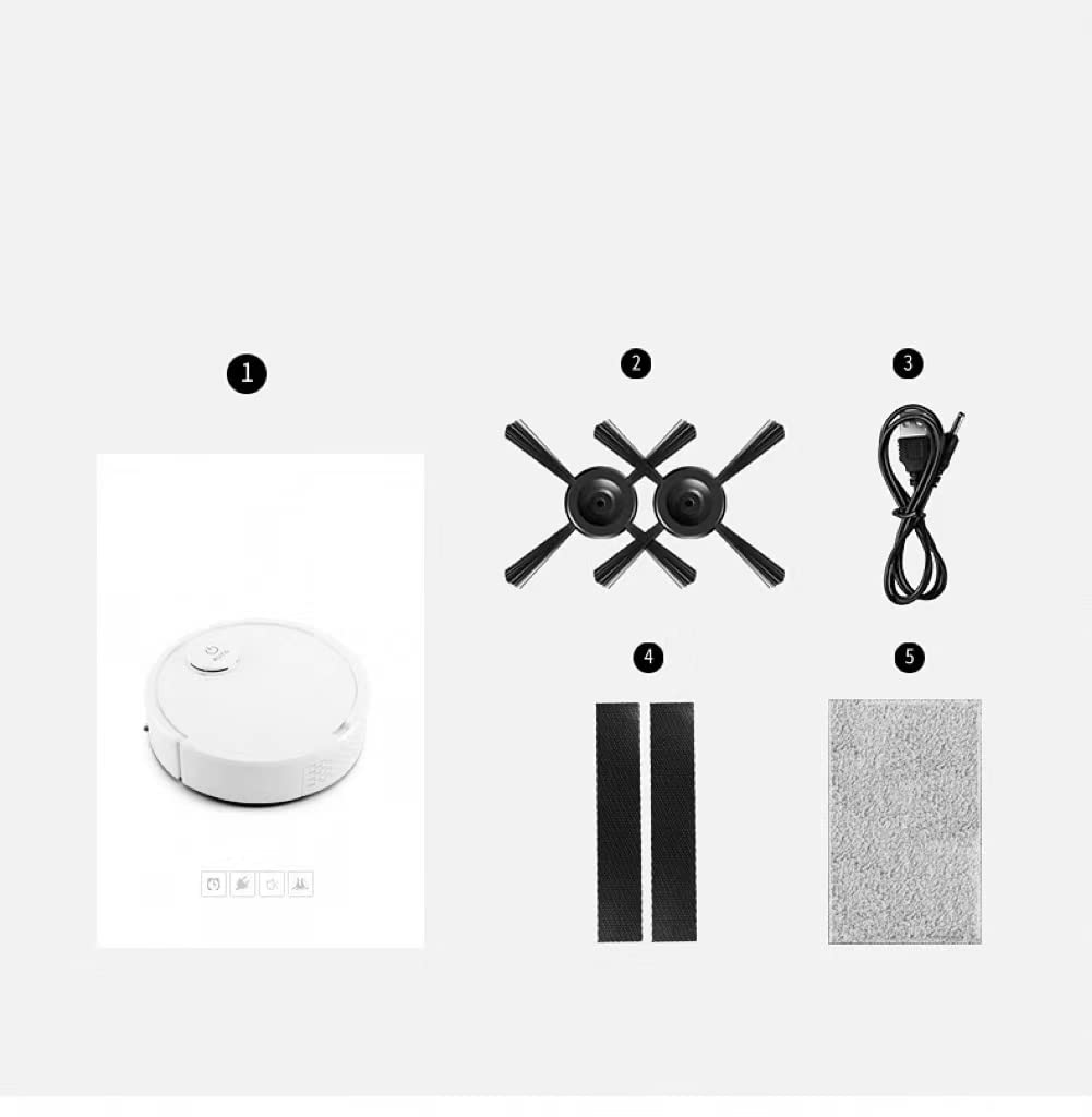 MEGCCR 3 in 1 Intelligent Sweeping Robot, Automatic Cleaner Lazy Multifunctional Vacuum Cleaner Home Suction Sweeping Cell Phone a Key to Start, Dry and Wet Mopping Cleaning (Silver)