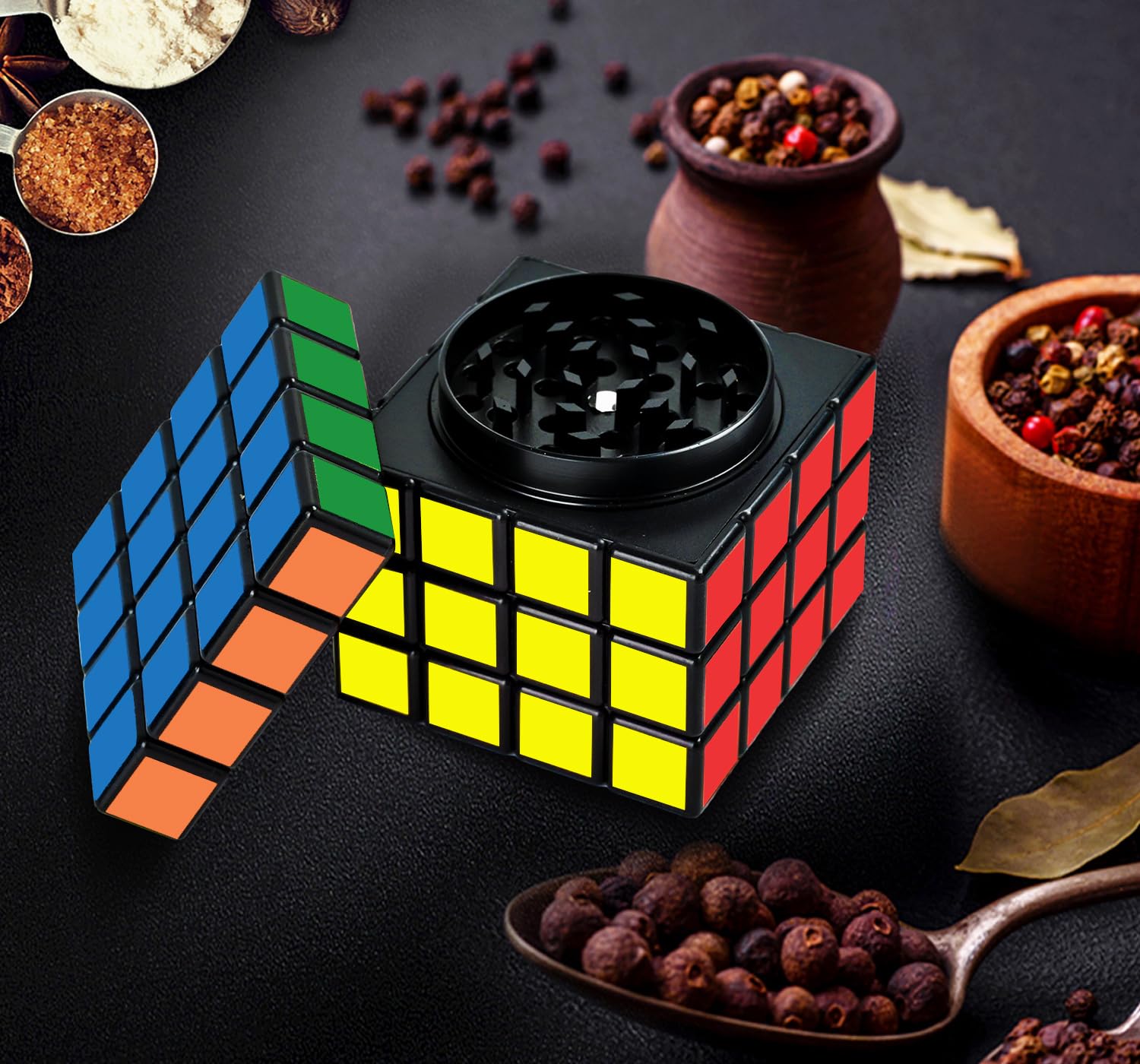 Kitchen Grinder for Cooking in Square, AVOTORY Grinder Aluminum and Zinc Meterial (Large 2.5" Square Multi-Color)