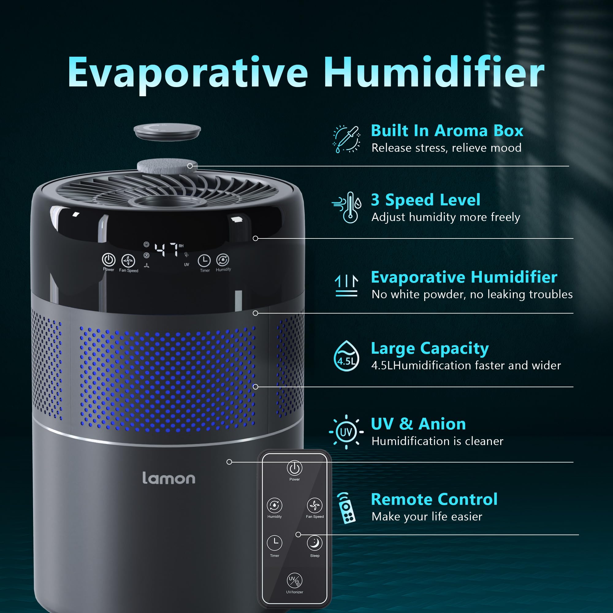 Lamon Polymer Fiber Filter for MistZero Series Humidifiers Replacement Filter, High-Efficiency Filter Dust, Large Particles, 1 Pack, Blue