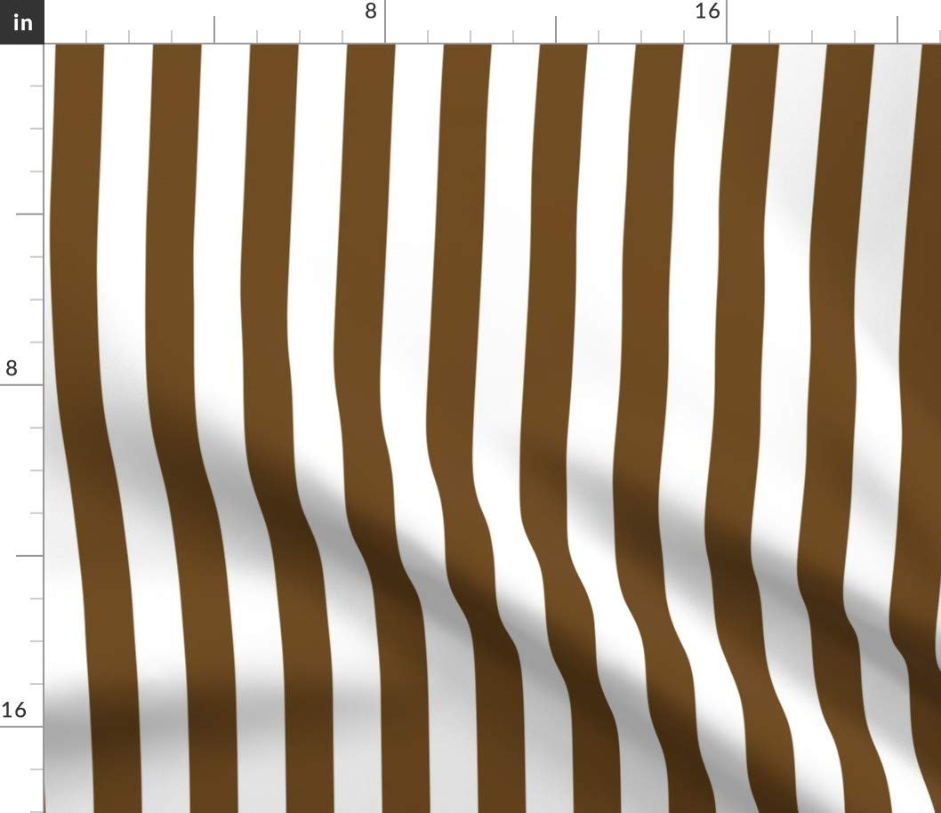 Spoonflower Fabric - Stripes Vertical Dark Brown White Browns Printed on Petal Signature Cotton Fabric Fat Quarter - Sewing Quilting Apparel Crafts Decor