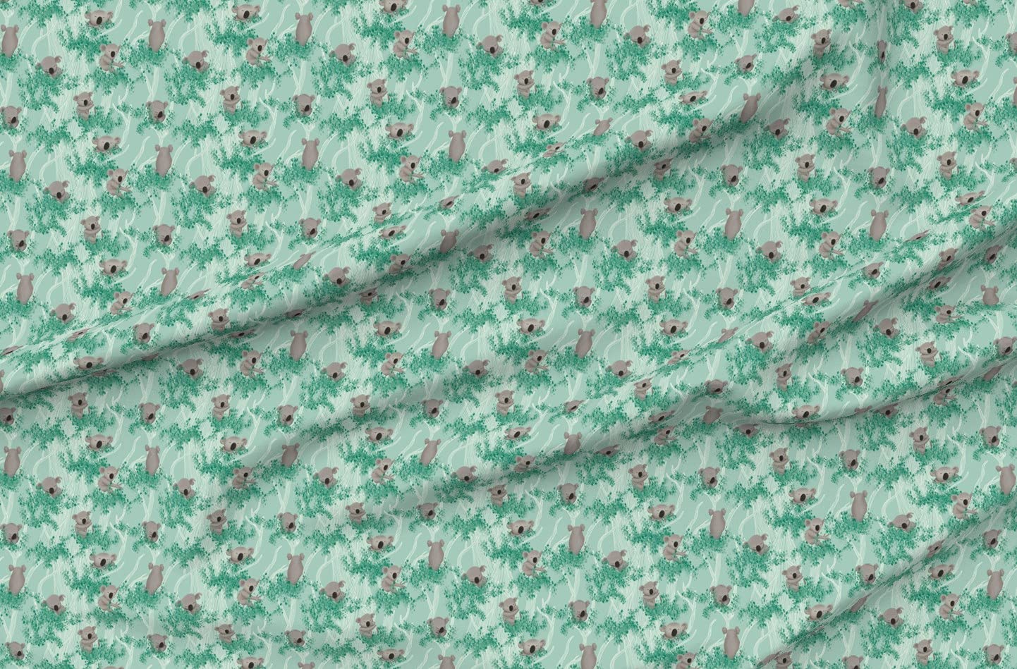 Spoonflower Fabric - Koala Bears Eucalyptus Trees Mint Bear Animal Printed on Petal Signature Cotton Fabric Fat Quarter - Sewing Quilting Apparel Crafts Decor