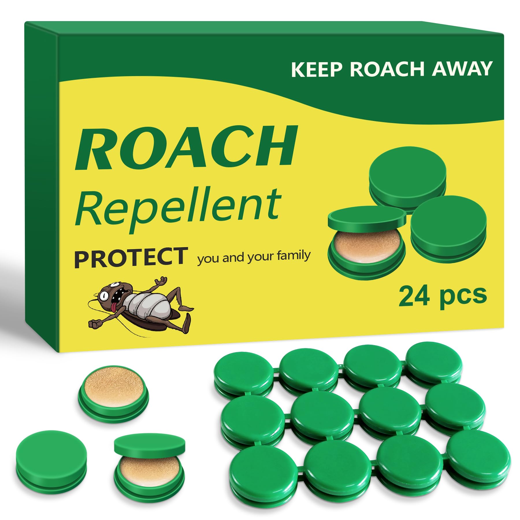 LUOJIBIE Roach Killer Indoor Infestation, Cockroach Killing Traps Indoor/Outdoor, Quick Catch Roach Bait Station for Small & Large Roaches, Roach Repellent, Effectively Roach Control Gel -24P