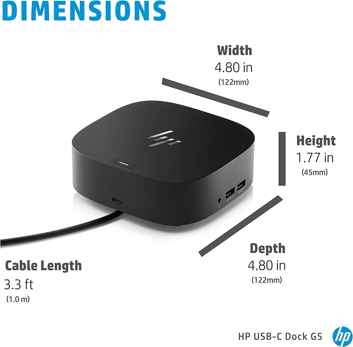 HP USB-C Essential Dock G5 Bundle with Docztorm USB Hub (8 in 1 Adapter for USB-C and Thunderbolt-Enabled Laptops, Notebooks and PCs - Single Cable for Charging, Networking, or Data Transfers)