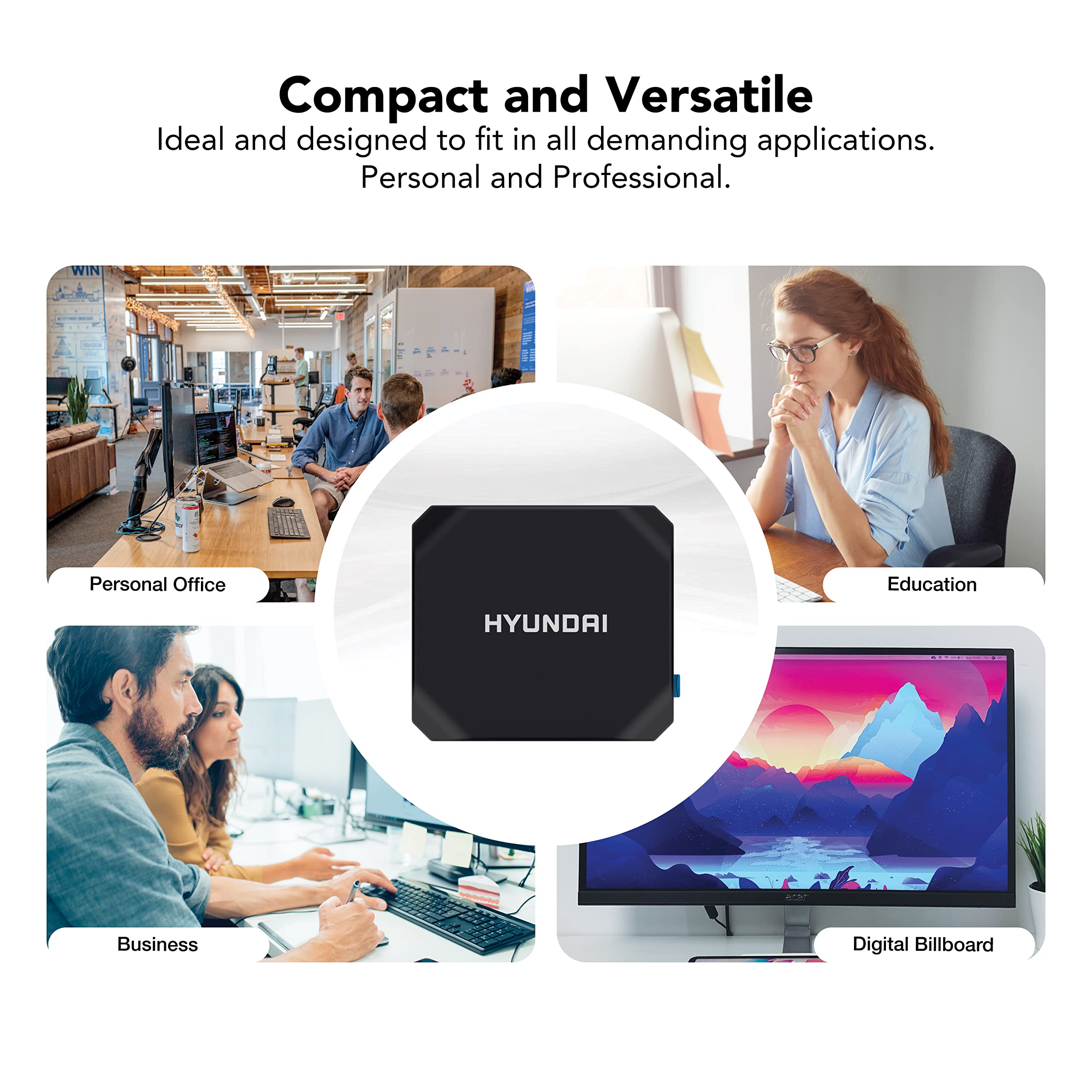 Hyundai Mini PC Intel Core i3 8GB RAM 256GB SSD Mini Desktop Computer Windows 10 Pro, Dual-Band WiFi, Bluetooth 5.0, Dual Monitor Support, microSD Slot, Black