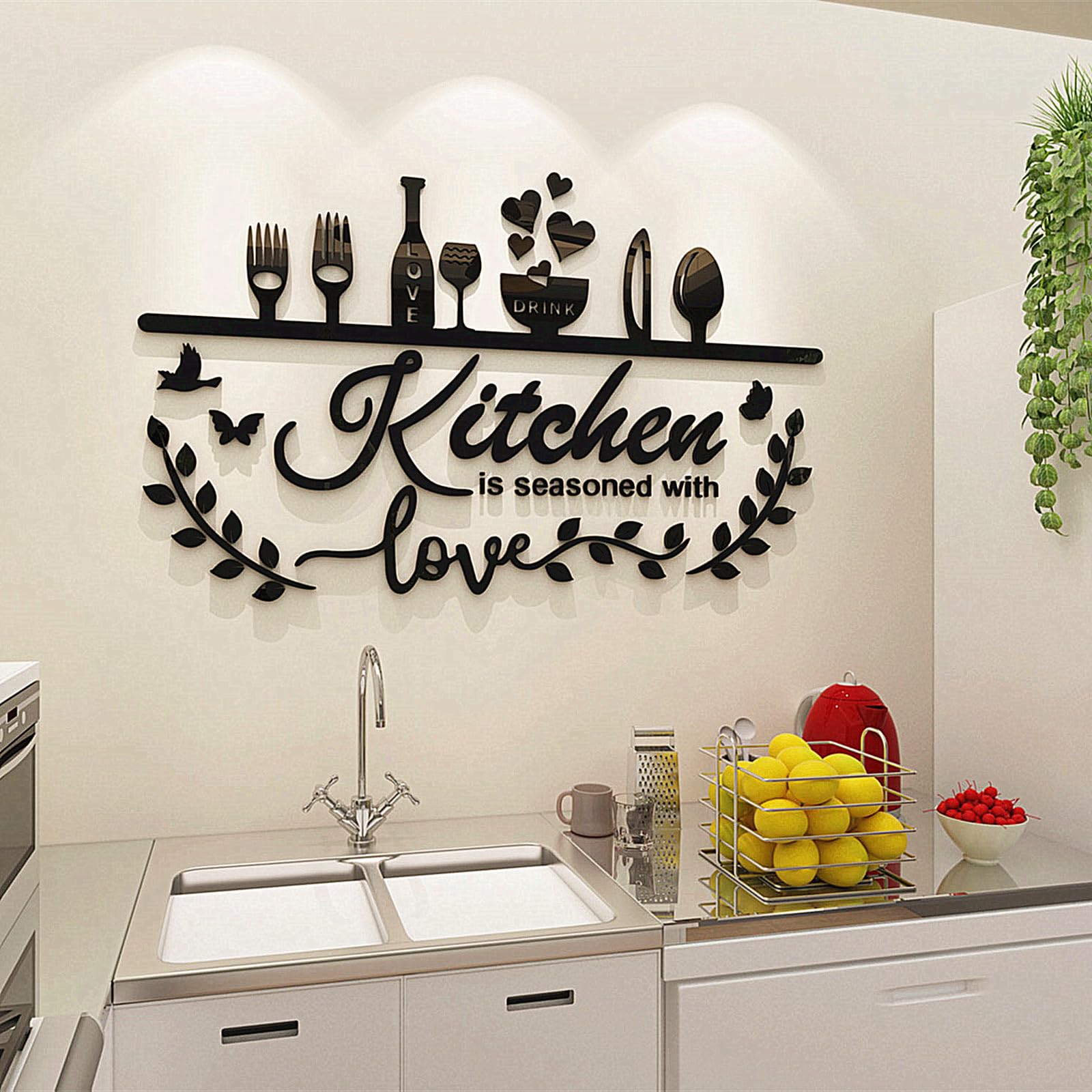 Kitchen Wall Decor 3D-DIY Silver Dining Room Wall Decor - Bless This Home Wall Decor for Kitchen Decor Wall Art Wall Decor for Dining Room Living Room Kitchen Decoración para Cocina
