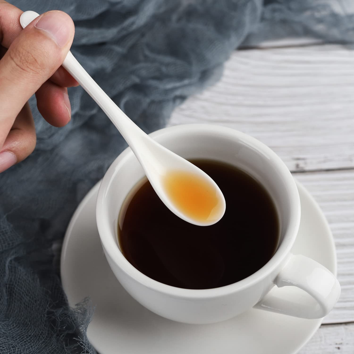 Ice Cream Spoons Ceramic Dessert Spoon Set of 4 Teaspoons Espresso Spoon Porcelain Spoons for Coffee Tea Yogurt Desserts Egg (4)