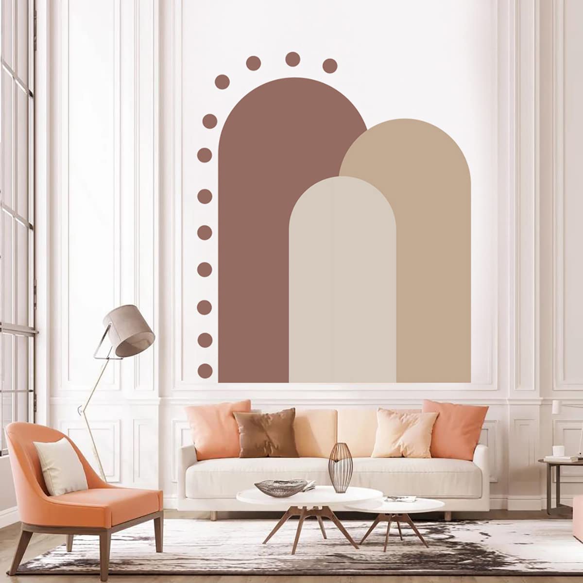 Large Bohemian Arch Wall Decal Boho Rainbow Abstract Wallpaper Wall Stickers for Girls Bedroom Toddler Room Nursery Wall Décor