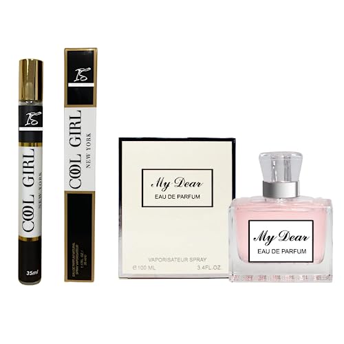 INSPIRE SCENTS Miss Dear Eau de Parfum for Women + Cool Girl Travel Spray for FREE, 100 ml / 3.4 fluid oz (Pack of 2) - Clashoky