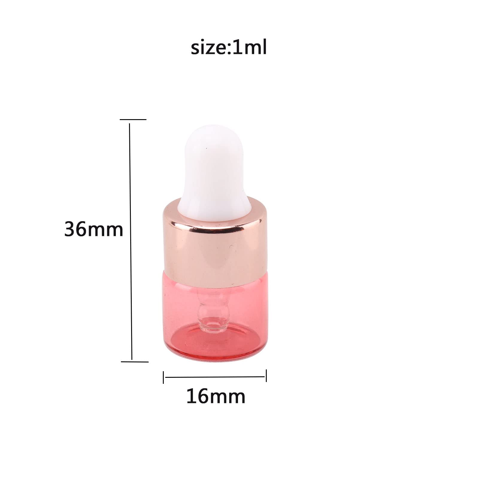 MANHOJIA 36pack,1ml pink glass dropper bottle with Eye Droppers Bottle With Rose-Gold for Essential Oils, Liquids - Leakproof Travel Bottles,empty sample perfume container