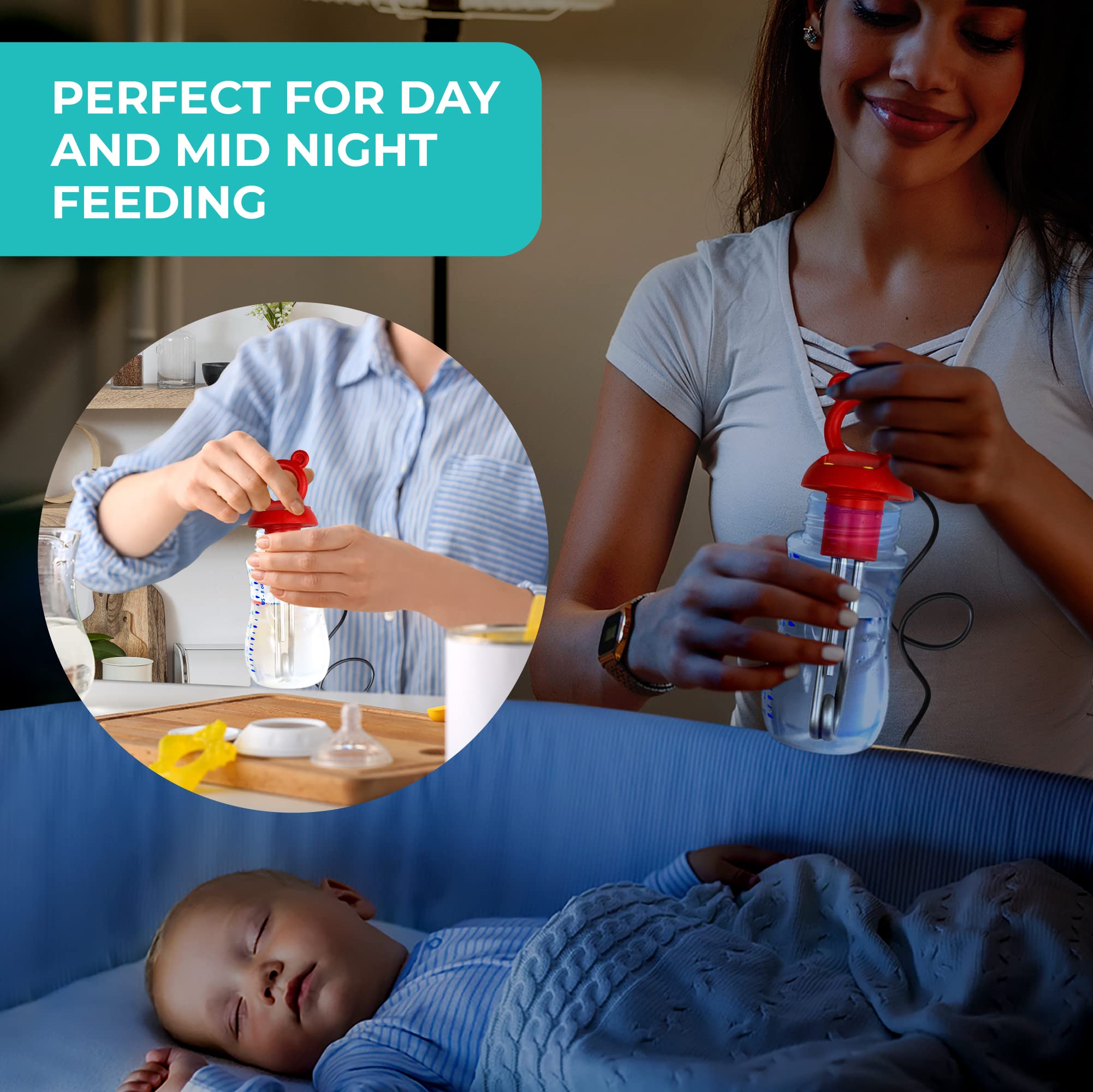Instant Baby Water Warmer Warms Up in Seconds – Bottle Warmer with LCD Display and Smart Temperature Control – Baby Bottle Warmer for Baby Formula Bottle – Adjustable Temperature Settings