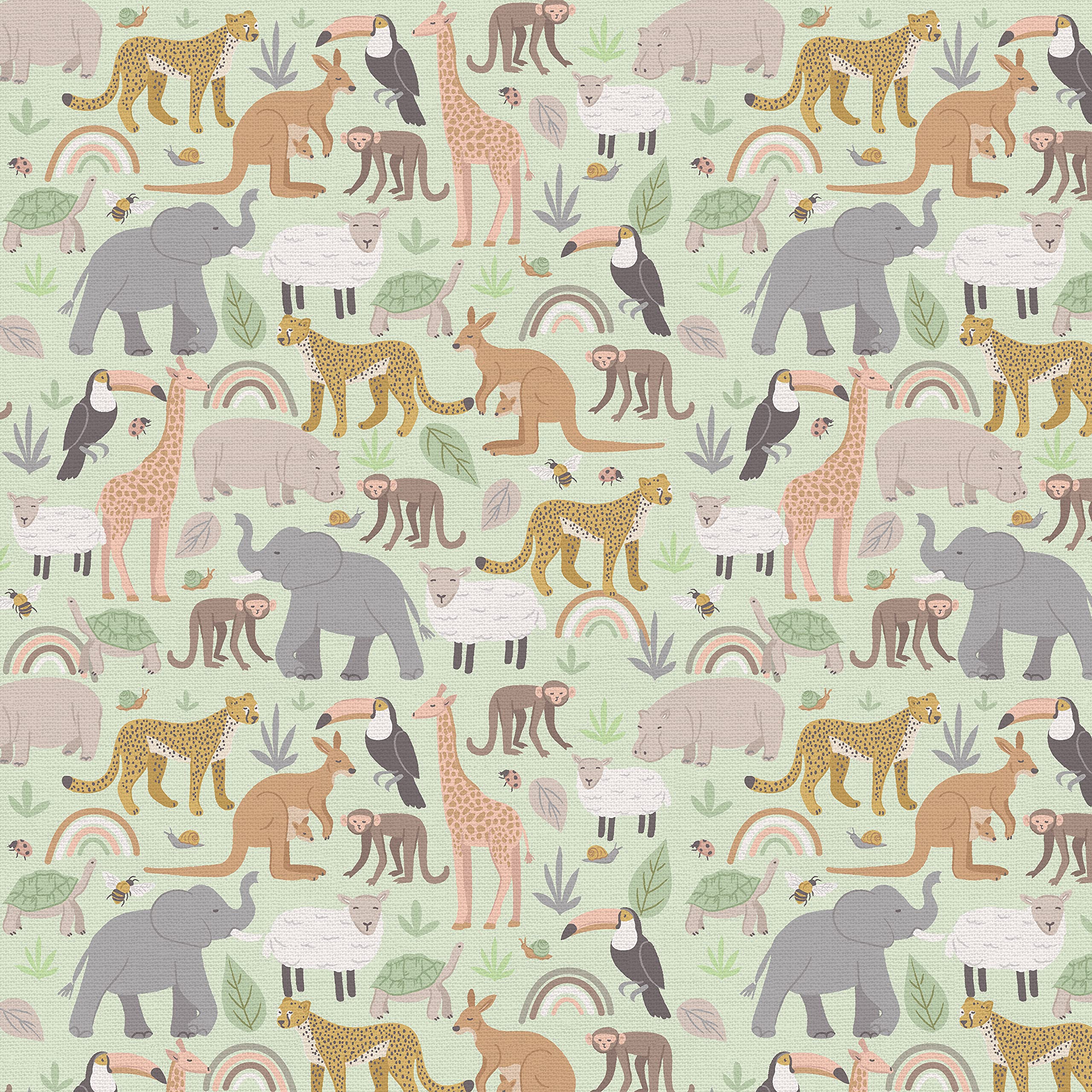 PBS Fabrics Jungle Baby by Lisa Whitebutton, Quilter's Cotton by The Yard, Friends, Green