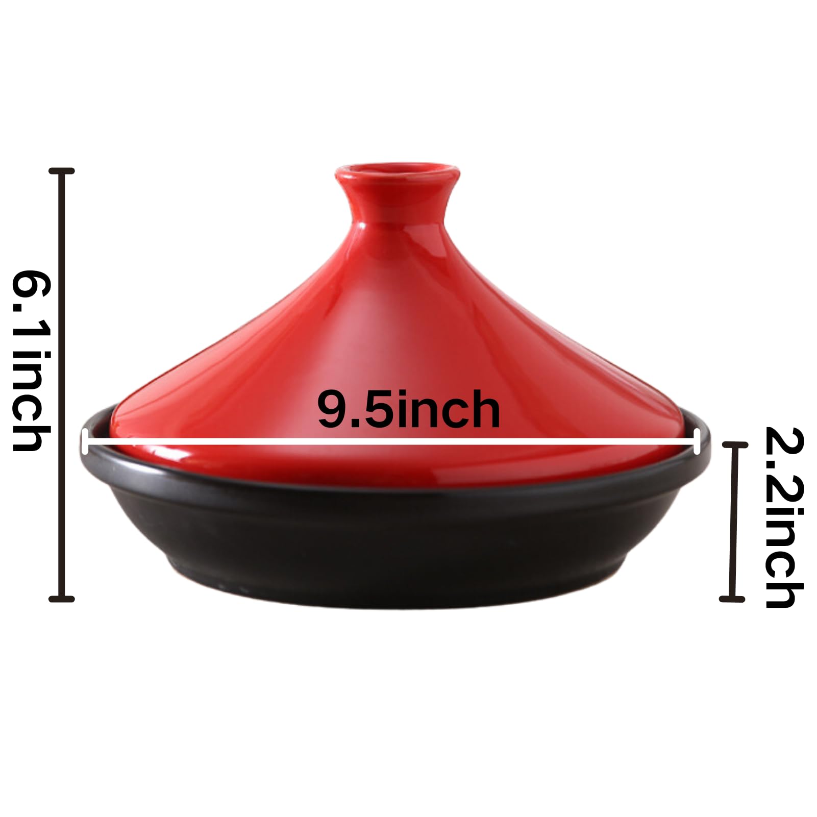 Moroccan Tagine, 9.5 Inch Tajine Pot with Double Oven Mitts Moroccan Ceramic Pot Cooking Pot, Oven and Dishwasher Safe