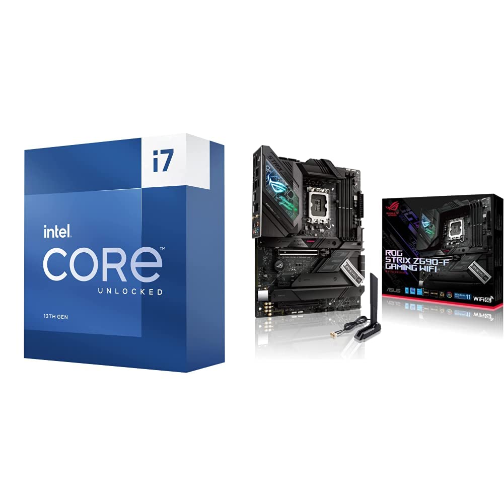 Intel Core i7-13700K Desktop Processor 16 cores (8 P-cores + 8 E-cores) 30M Cache, up to 5.4 GHz ASUS ROG Strix Z690-F Gaming WiFi 6E LGA1700(Intel 12th Gen) ATX Gaming Motherboard