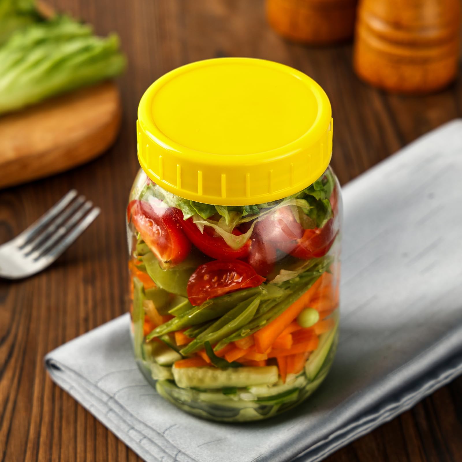 POBAN 8 Pack Colorful Plastic Regular Mouth Mason Jar Lids with Silicone Rings - Leak-proof, Reusable Mason Jar Lid Covers for Ball, Kerr Jars
