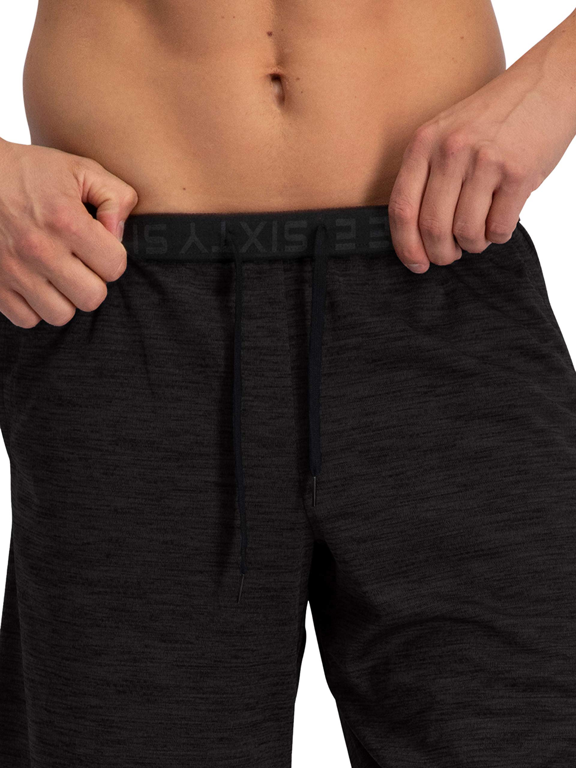 Dry FIT Gym Shorts for Men - Mens Workout Running Shorts - Moisture Wicking with Pockets and Side Hem Deep Black