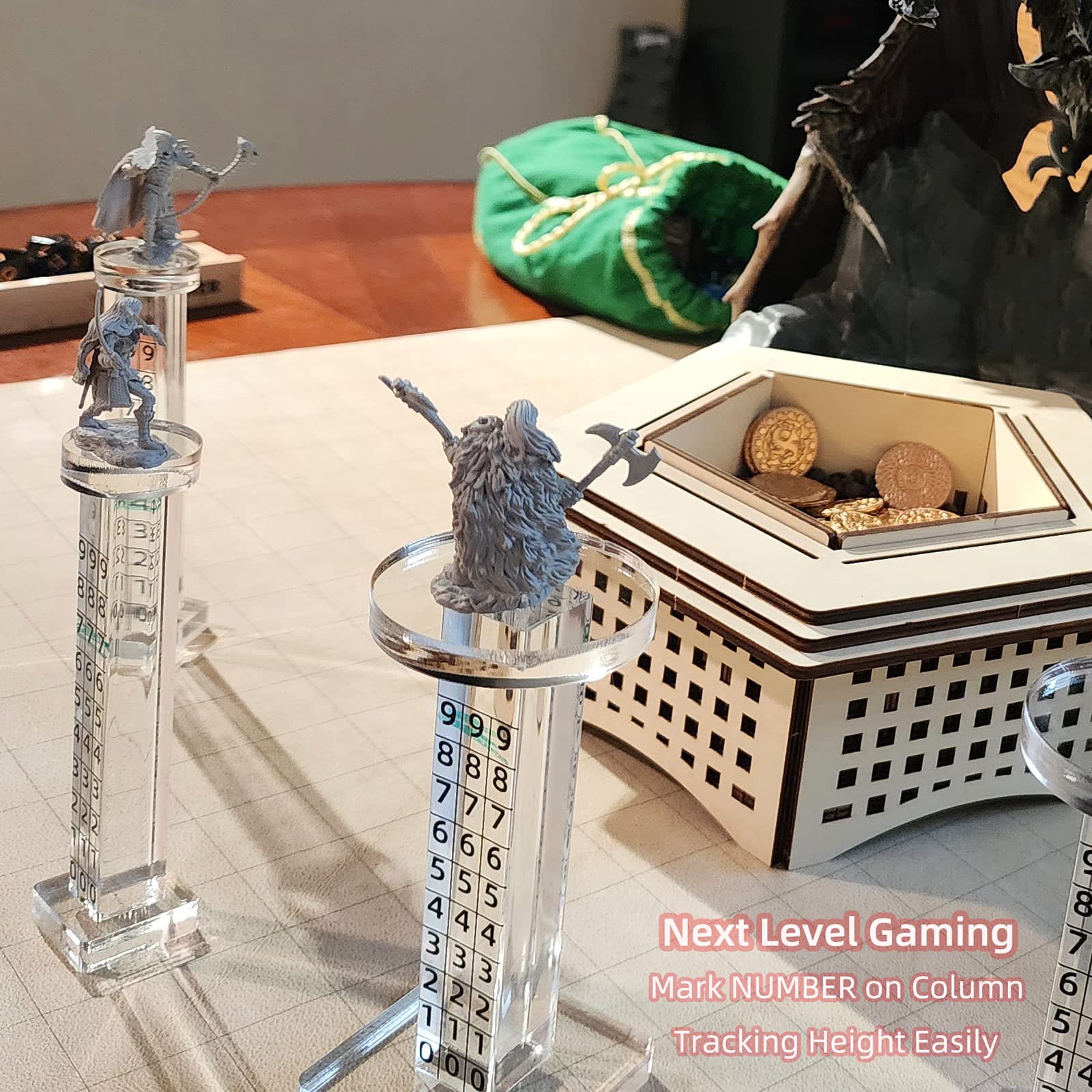 Flying Miniatures Combat Riser 2PCS Acrylic Flight Stands 0 to 999 FT Height Platforms for DND and Tabletop Game (2pcs 1inch Riser)