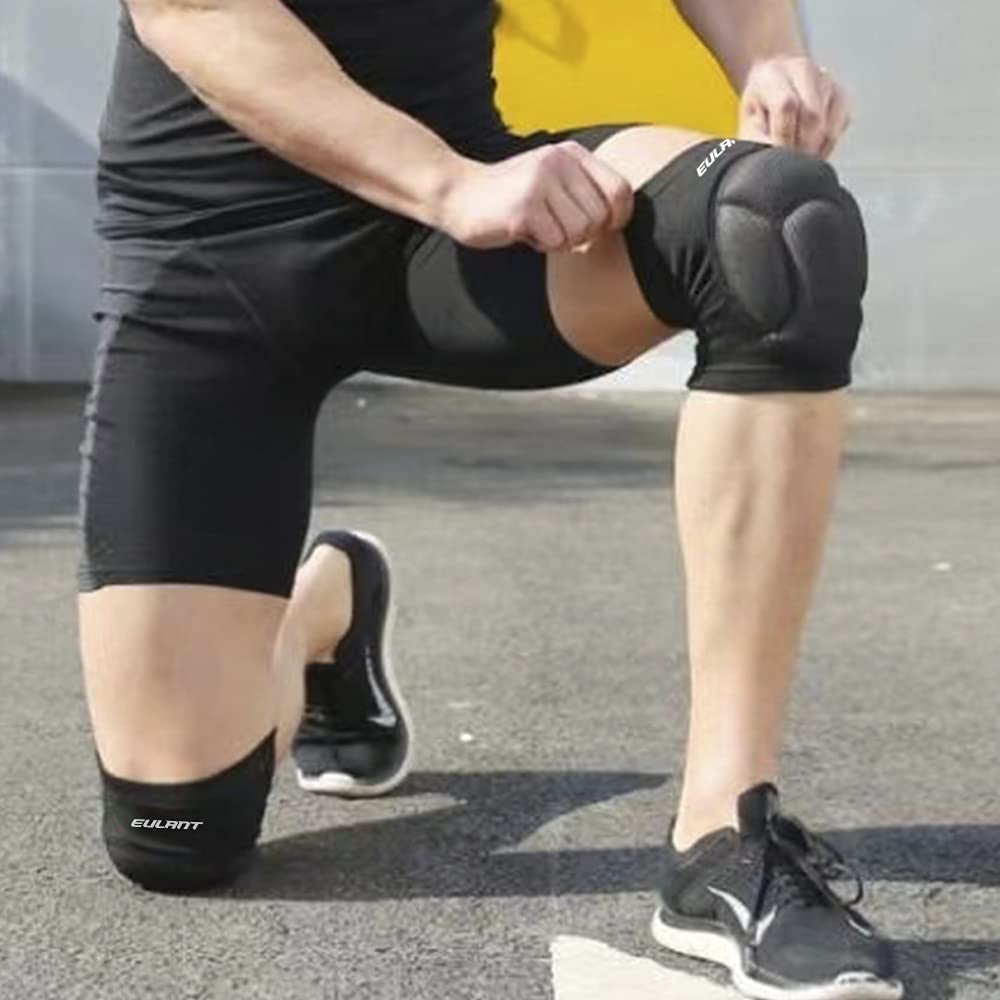 EULANT Volleyball Knee Pads for Men Women, Collision Avoidance Knee Protector Sleeve, Thick Padded Knee Protector for Volleyball Basketball Wresting Gardening Kneeling Works L
