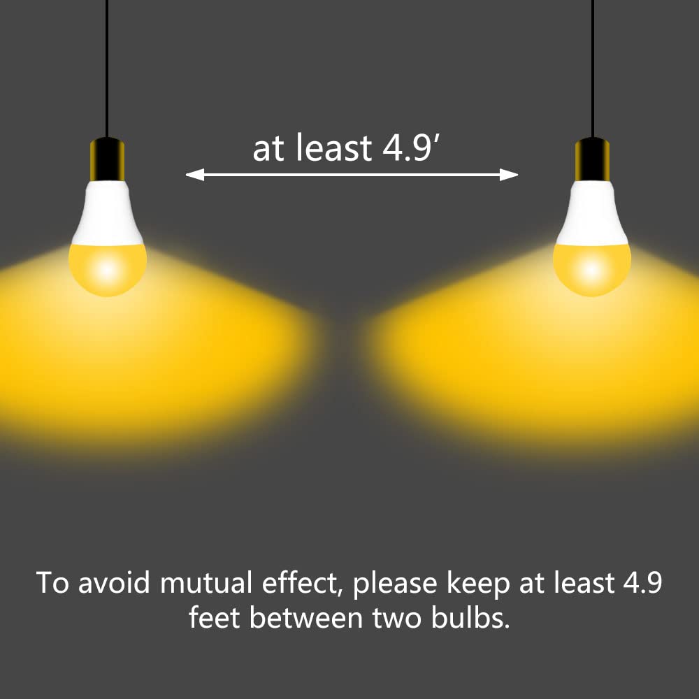 FAGUANGAO Dusk to Dawn Sensor Bug Light Bulb, A19 Yellow LED Bulb, 7W Equivalent 60W Auto On/Off Amber Light Bulb for Outdoor Backyard, Porch, Patio, Garage, 2000k, E26 Base, 4 Pack