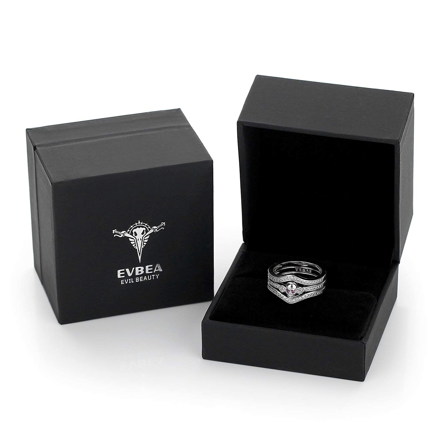 EVBEA Thumb Rings for Women Stackable Knuckle Skull Chevron Wave Engagement Promise Wedding Bands with Cubic Zirconia