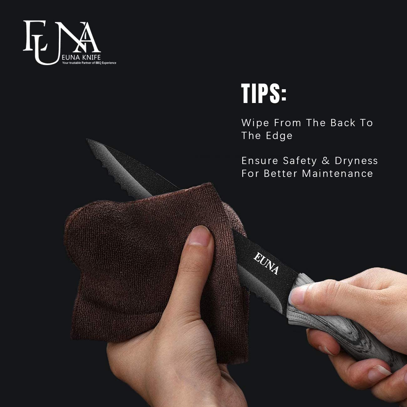 EUNA 5 Inch Bread Knife Ultra Sharp, Kitchen Knife with Sheath & Gift Box, Japanese Chef Knife for Multipurpose Cooking Professional, with PP Non-slip Handle & Non-sticking coating