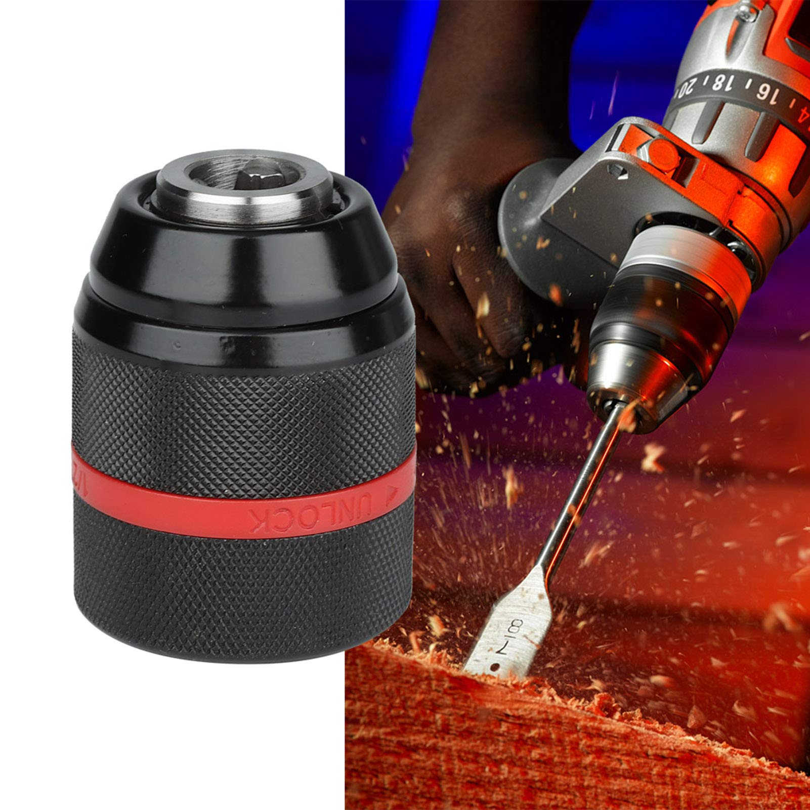 Fafeicy 1 PCS Keyless Hand Drill Chuck, 1/2-20UNF Mount 2~13mm Self-tighten Drill Chuck Fit for Multiple Purposes