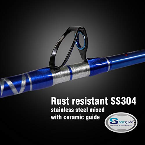 Fiblink Bent Butt Fishing Rod 2-Piece Saltwater Offshore Trolling Rod (6'-80-120lbs Conventional Guides)