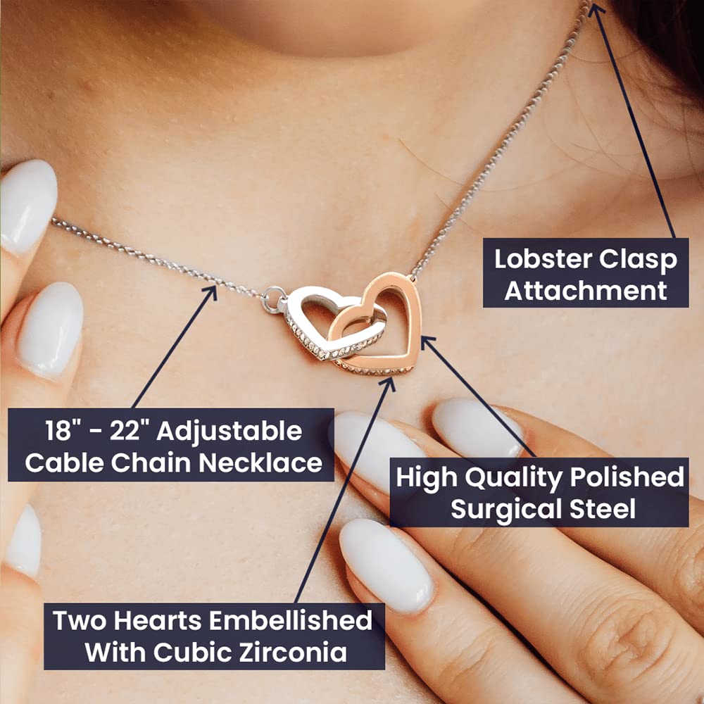 Faith Davis Interlocking Hearts Necklace - Gift for Daughter from Mom - Anniversary, Birthday, Holiday, or Just Because!