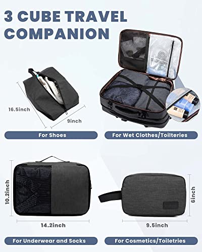 LOVEVOOK Travel Backpack, 30-40L Expandable Extra Large Backpack with Lock, Carry on Backpack 17 Inch with USB Port, Anti-Theft Water Resistant Business Backpack for Men Women, Dark Grey