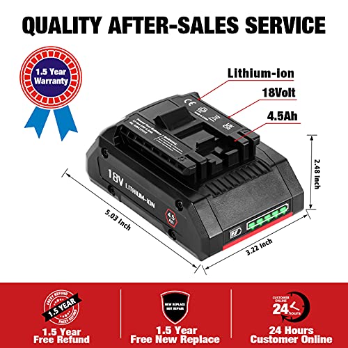 DSANKE 18V 4.5Ah GBA18V40 Lithium-Ion Battery Replacement for Bosch 18V Battery GBA18V40 GBA18V80 BAT609 BAT609G BAT610 BAT610G BAT612 BAT618 BAT618G BAT619 BAT619G BAT622 BAT620