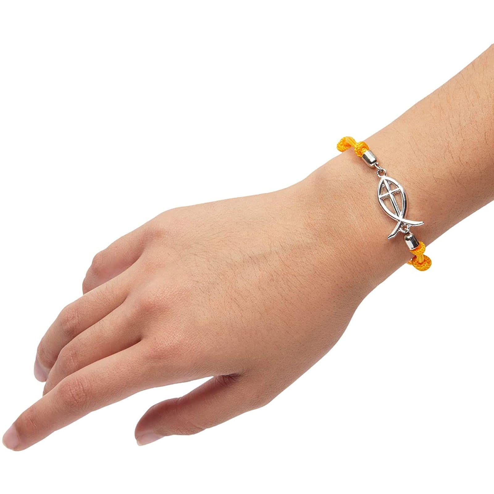 Faithful Finds Religious Bracelets for Men and Women, Christian Fish (12 Pack)