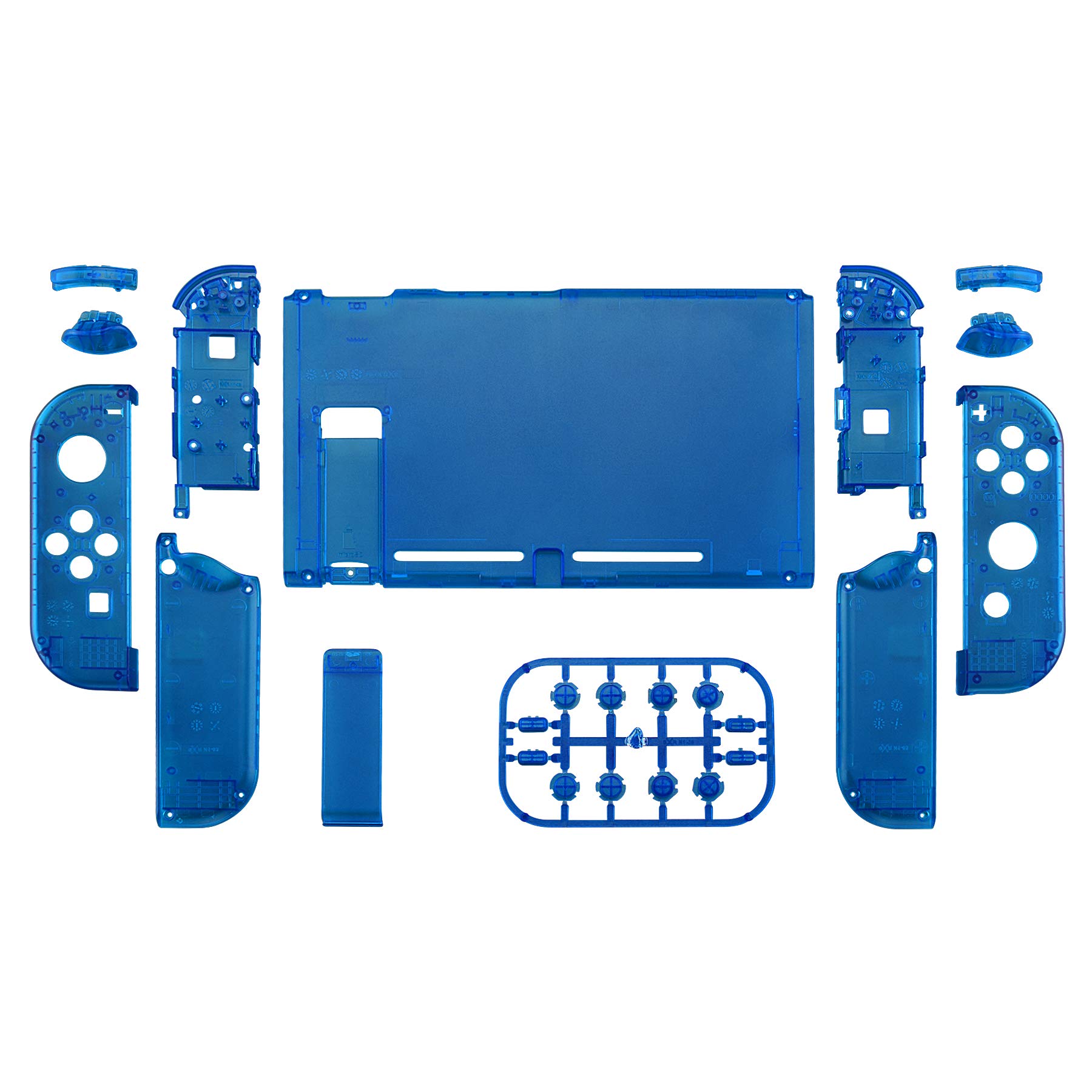 eXtremeRate Clear Blue Front Back Plate for Nintendo Switch Console, NS Joycon Handheld Controller Housing with Full Set Buttons, Replacement Shell for Nintendo Switch - Switch NOT Included
