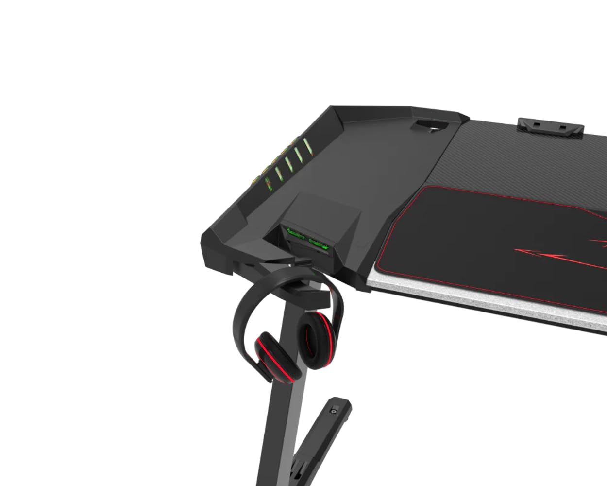 EUREKA ERGONOMIC Gaming Desk with led Lights, Multi-Functional Gaming Computer Table with Retractable Cup Holder Headset Hook for Men Boyfriend Female Gift,50 inch