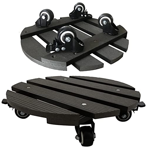NOAMOO Round Plant Caddy with Wheels Heavy Duty Outdoor Indoor 12 Inch 2 Pack,Rolling Plant Stand with Casters for Heavy Pots 150LBS,Charcoal