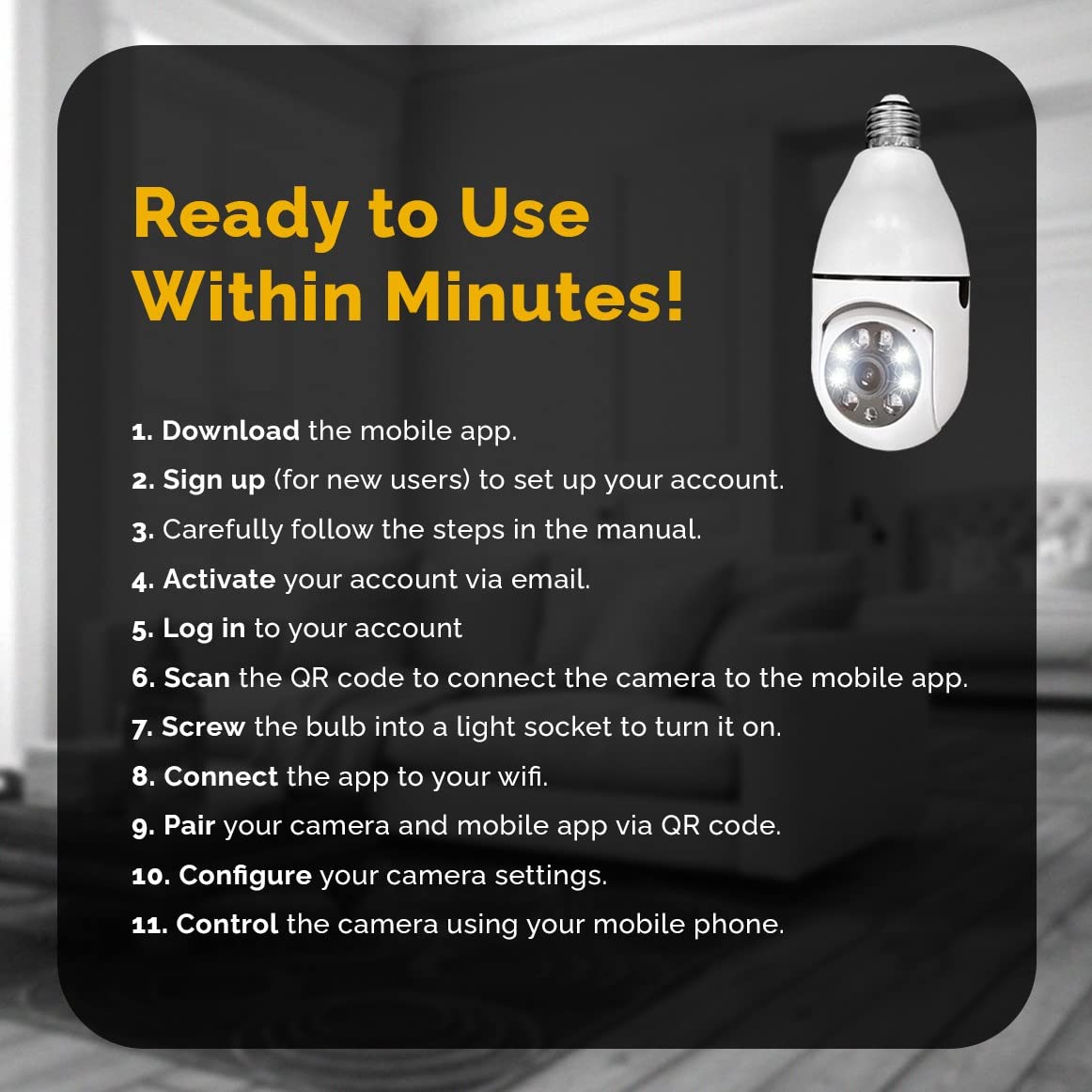 Dot Com Wireless Light Bulb Security Camera - WiFi, Easy to Install, App Controlled Light Socket Security Camera - with Motion Detector, 360 View, 1080P HD, Remote Voice Intercom - Water Resistant