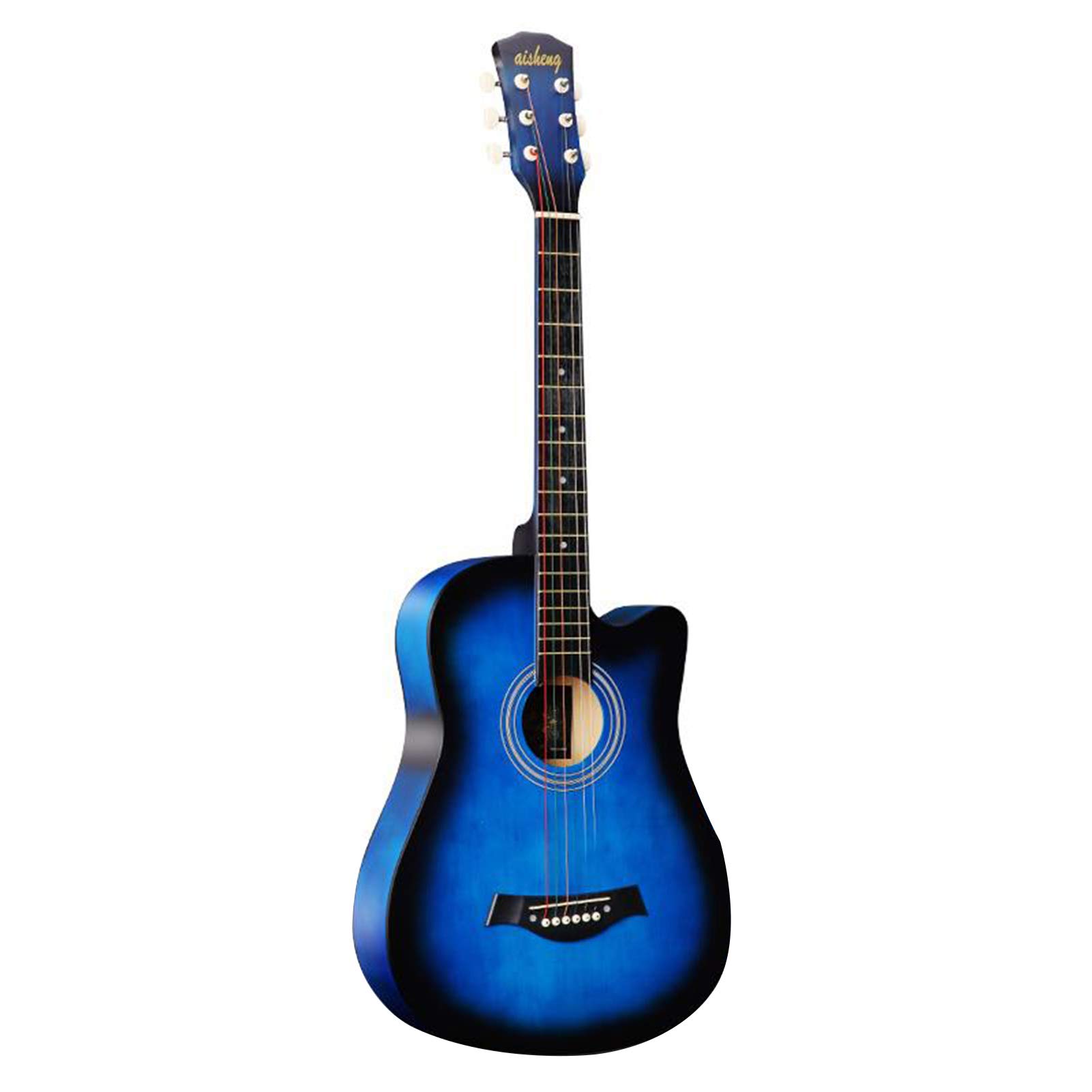 dsfen 38'' Full Size Adult 6 Strings Cutaway Folk Acoustic Guitar for Students Beginners (Blue)