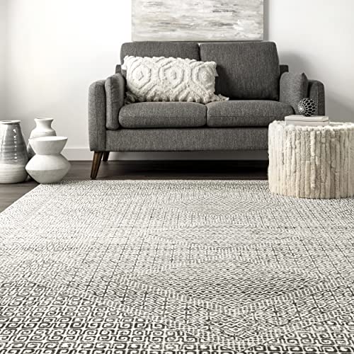 nuLOOM Abstract Tribal Machine Washable Area Rug, 5x8, Grey