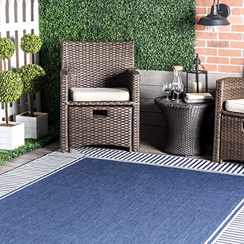 nuLOOM Asha Simple Border Indoor/Outdoor Area Rug, 5' x 8', Navy