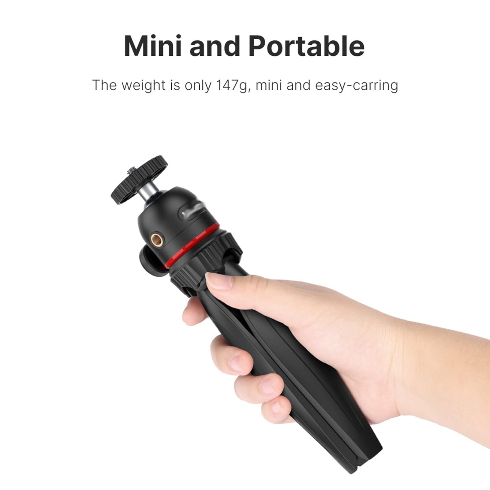 DSFEOIGY Tabletop Mini Camera Tripod for Phone Stand 1/4 Inch Screw 1.5kg Load Capacity for DSLR Action Camera Live Streaming (Color : Black)