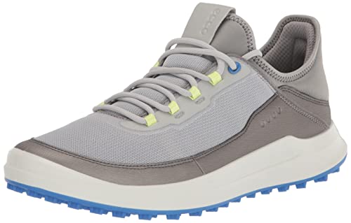 ECCO Men's Core Mesh Golf Shoe, Concrete/Sunny Lime, 11-11.5