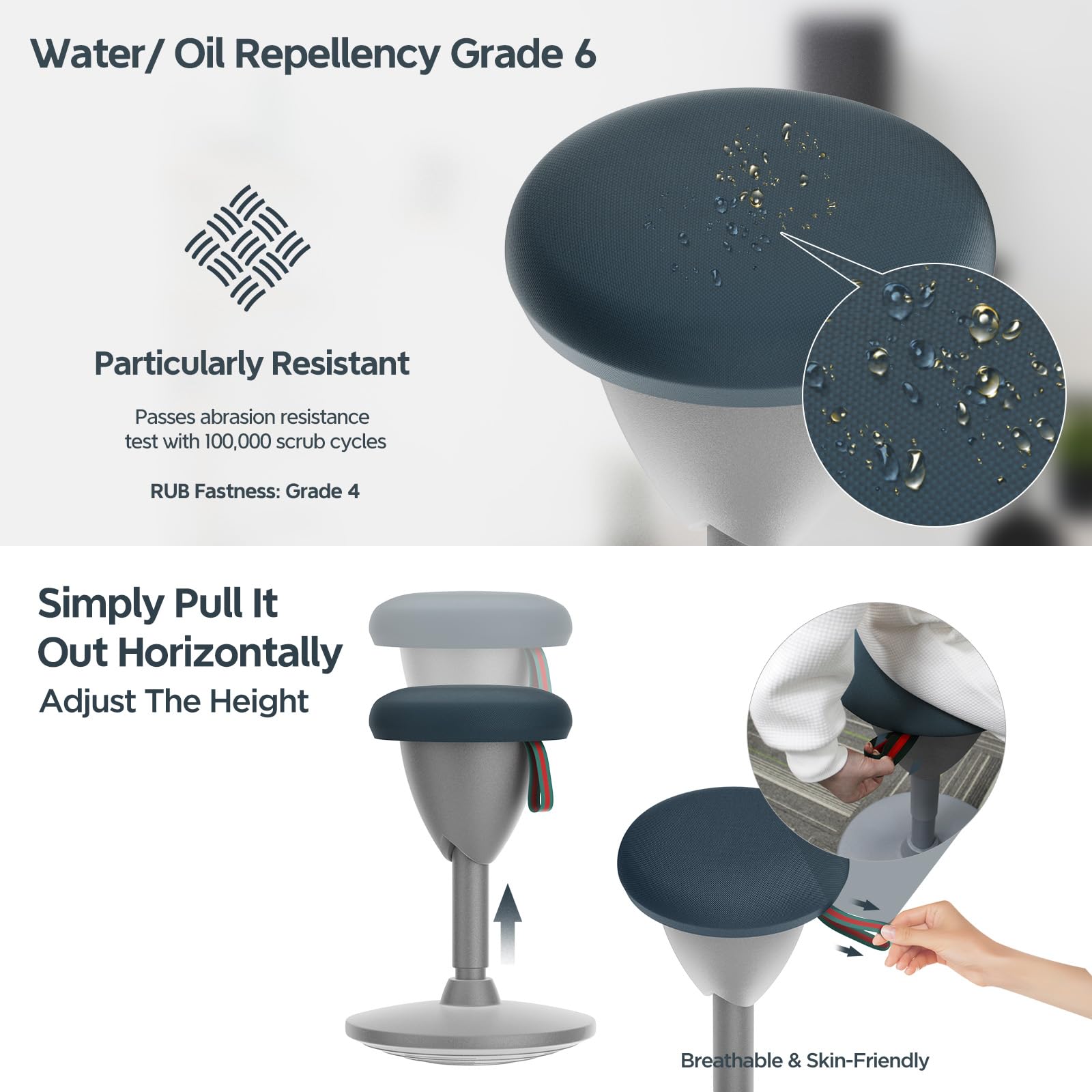 Wobble Stool Standing Desk Stool, Adjustable Height Active Standing Desk Chair for Office Desks and Classrooms, 360° Balance Stool with Rocking Motion, Non-Slip Base, Portable Stools & Easy Assembled