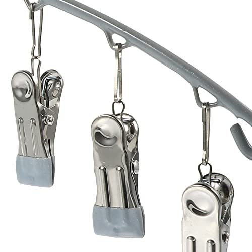Zerodeko Clothes Hanger with 10 Clips Clothes Drying Rack Stainless Steel Laundry Drying Rack Sock Hanger Underwear Hanger for Drying Towels Diapers Bras Lingerie Baby Clothes Grey