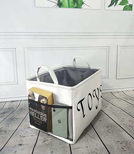 HIYAGON Rectangular Storage Basket for Nursery,Canvas Toys Storage Bin Organizer,Large Kids Storage Box Nursery Hamper for Children Toys, Books,Boys and Girls,Gift Basket (Toys)