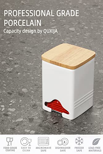 QUXIJA Ceramic Tea Bag Storage Organizer Caddy Holder with Lid (White)