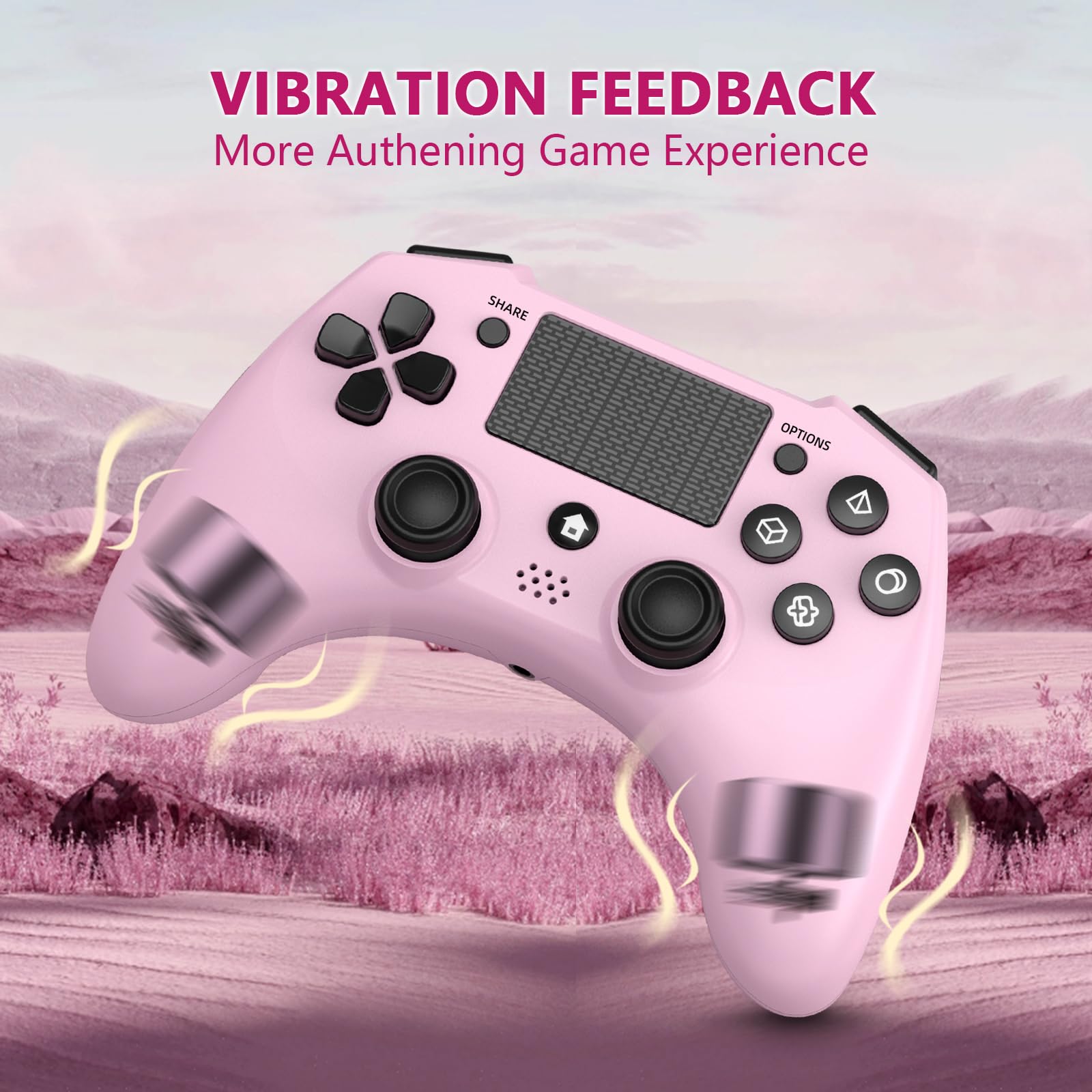 DYONDER Wireless Controller Compatible with PS4/Slim/Pro/PC with 6-Axis Motion Sensor, PS4 Controller for Kids and Adults(PINK)
