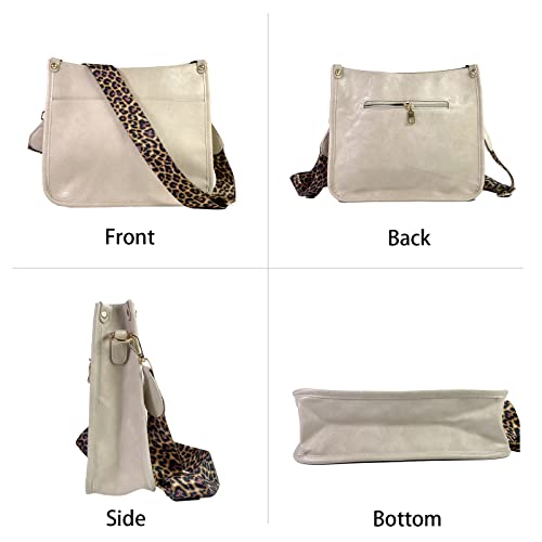 FAYBA Crossbody Bags for Women Adjustable Leopard Guitar Strap, Medium Lether Shoulder Handbags with Zipped Pockets