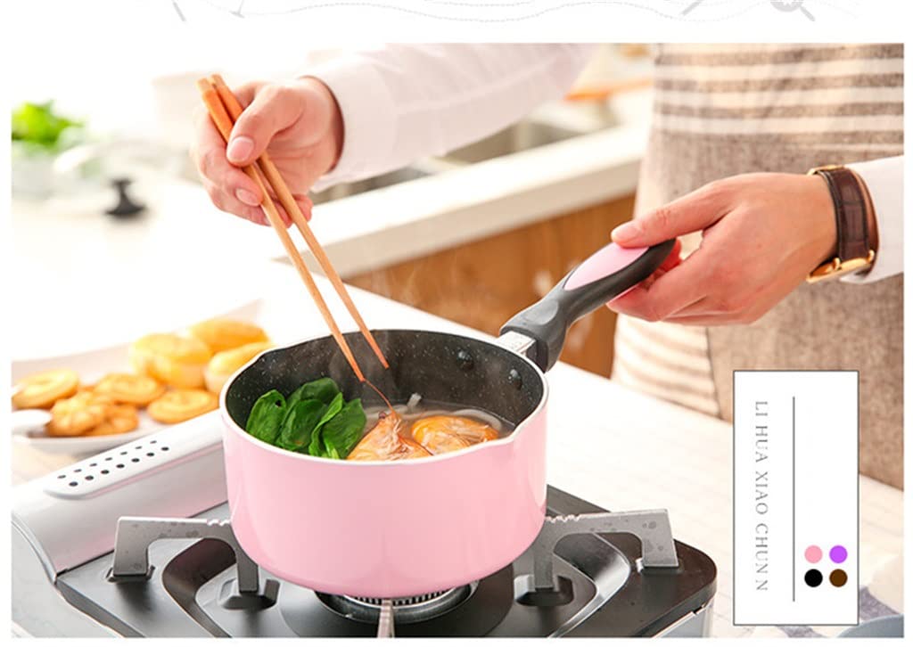 DHTDVD 16CM Soup Pots Nonstick Saucepan Noodles Cooking Pan Milk Pan Frying Pan for Gas Induction Cooker Aluminum (Color : E, Size : 1pcs)